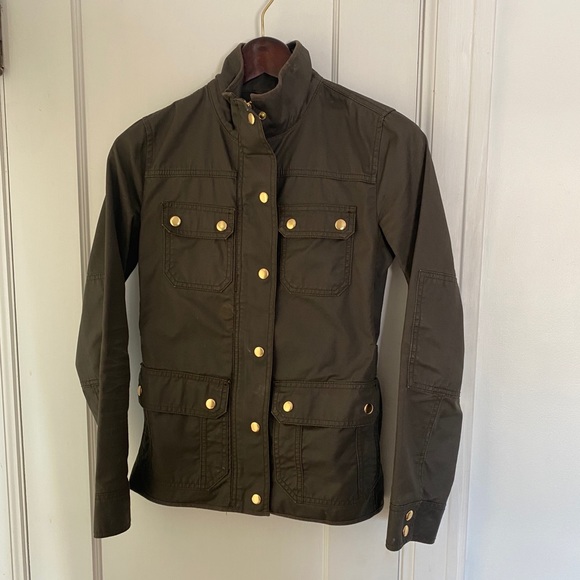 J. Crew | Jackets & Coats | J Crew Womens Olive Green Rain Jacket 2 Xs ...